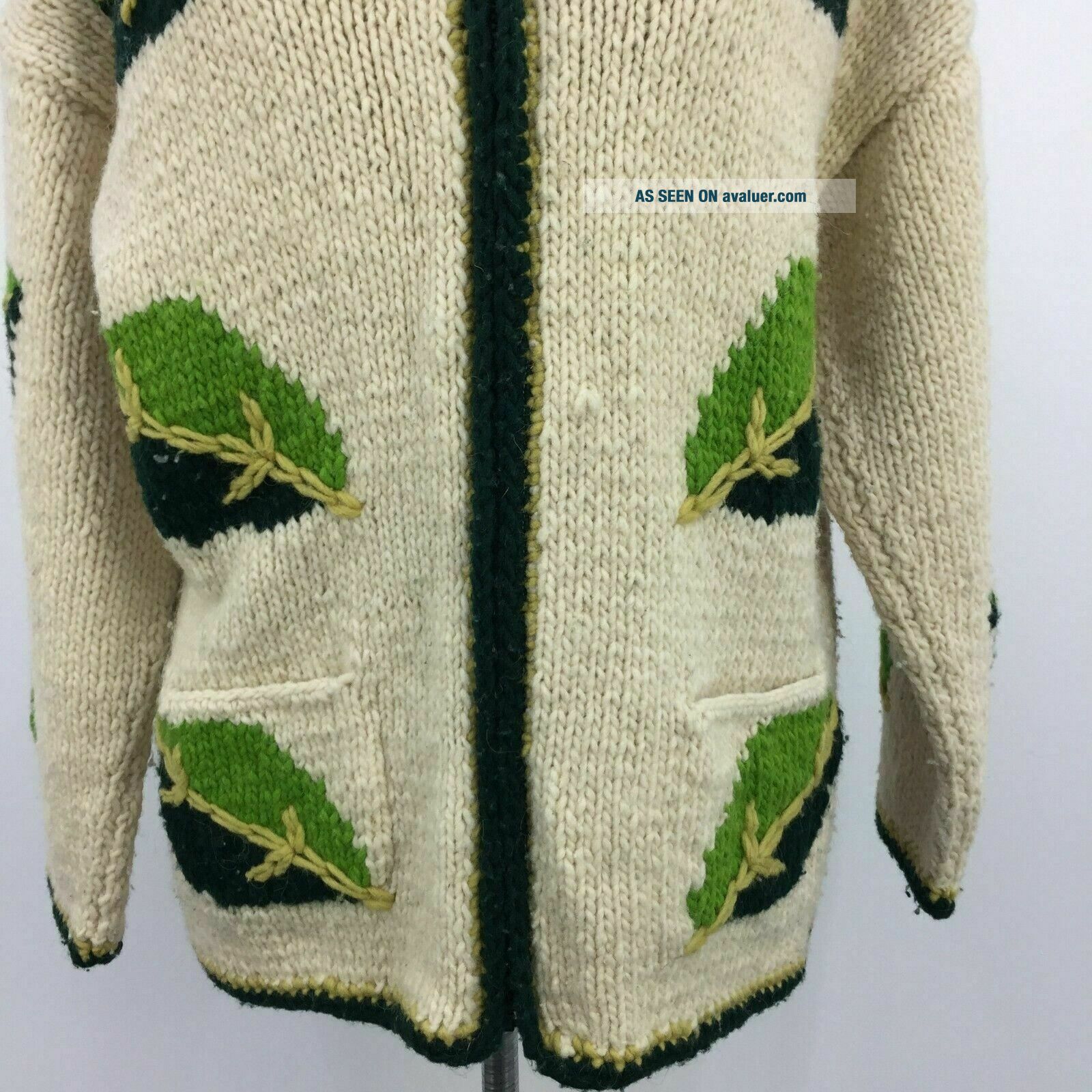 Otavalo Native American Handknit Stitched Leaf Print Womens Wool Knit ...