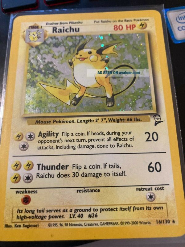 RAICHU 16/130 Holo Foil Rare Base Set 2 Pokemon Card NM. | #39789651