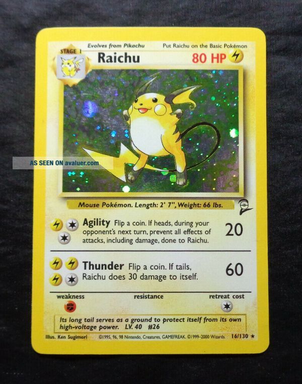 RAICHU 16/130 Holo Foil Rare Base Set 2 Pokemon Card | #39896248