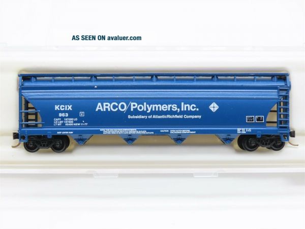N Scale Atlas 3717 KCIX Arco Polymers 4 - Bay Centerflow Covered Hopper ...