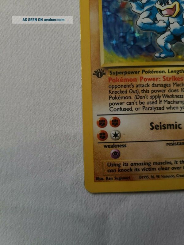 1st Edition Base Set Machamp 8/102 Rare Holographic Pokemon Card ...