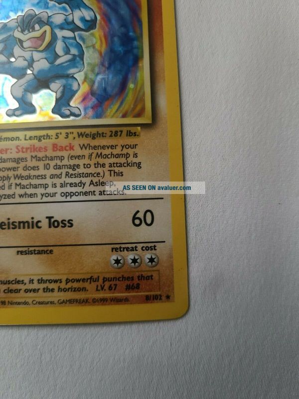 1st Edition Base Set Machamp 8/102 Rare Holographic Pokemon Card ...