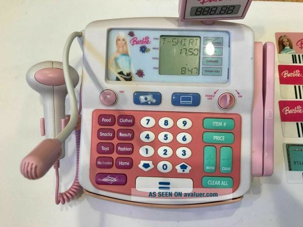 BARBIE Talking Cash Register With Scanner And Mic, Play Money, Coins ...