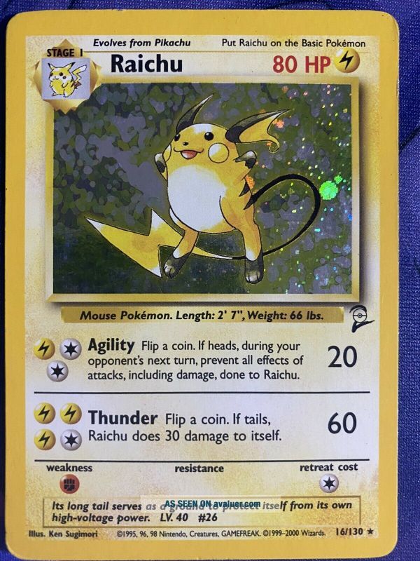RAICHU 16/130 Holo Foil Rare Base Set 2 Pokemon Card | #40107282