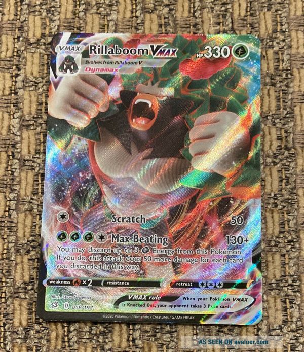 Rillaboom Vmax Full Art Ultra Rare 018/192 Pokemon Card SS Rebel Clash ...