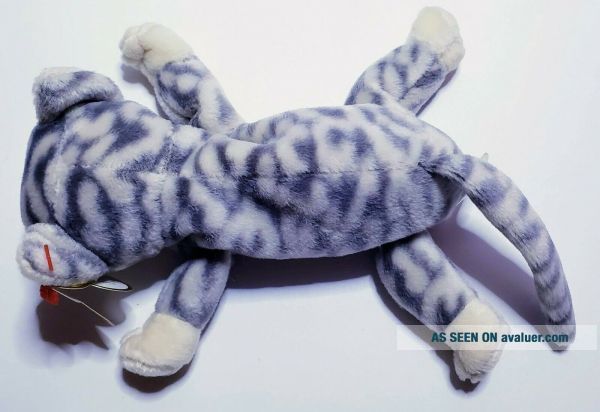 Gray Striped Kitty Cat Plush 8 " Ty Beanie Babies SILVER 1999 Stuffed ...
