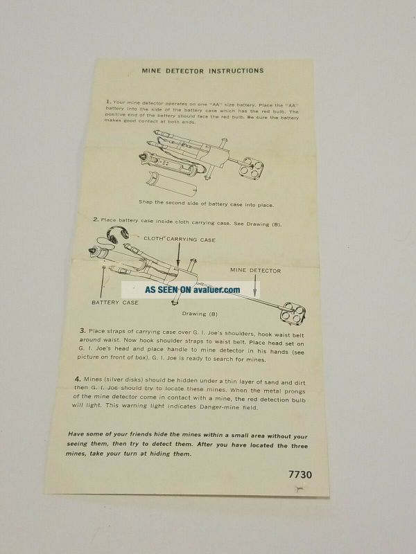 Vintage Hasbro GI Joe Action Marine Demolition Mine Detector 7730 ...