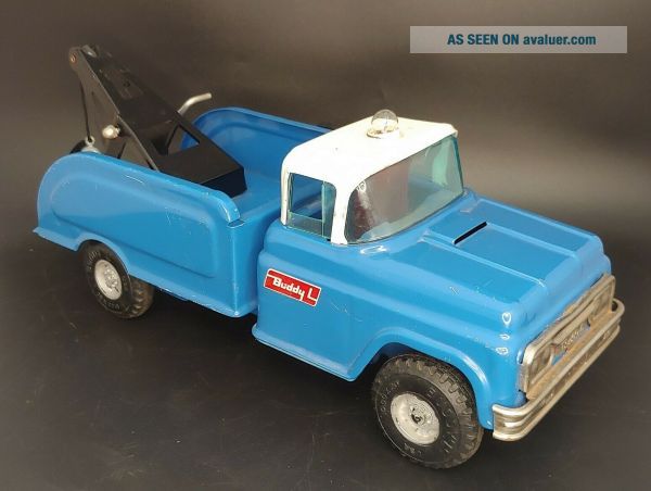 Vintage Buddy L Pressed Steel Blue Tow Truck Wrecker With Light | #40609643