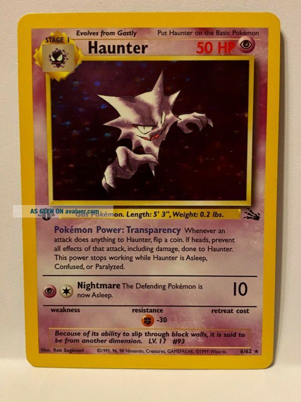 Haunter 6/62 1st Edition HOLO Fossil Set Pokémon Card Low Play | #40856600