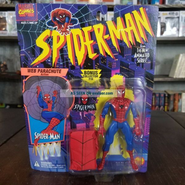 SPIDER - MAN W/ WEB PARACHUTE - ANIMATED SERIES - MARVEL TOYBIZ 1994 ...