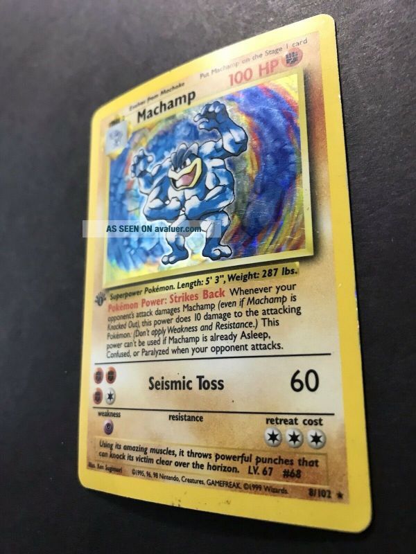 Machamp 8/102 1ST Edition Holo Rare Pokemon Card - 1999 Vintage L/P 22 ...