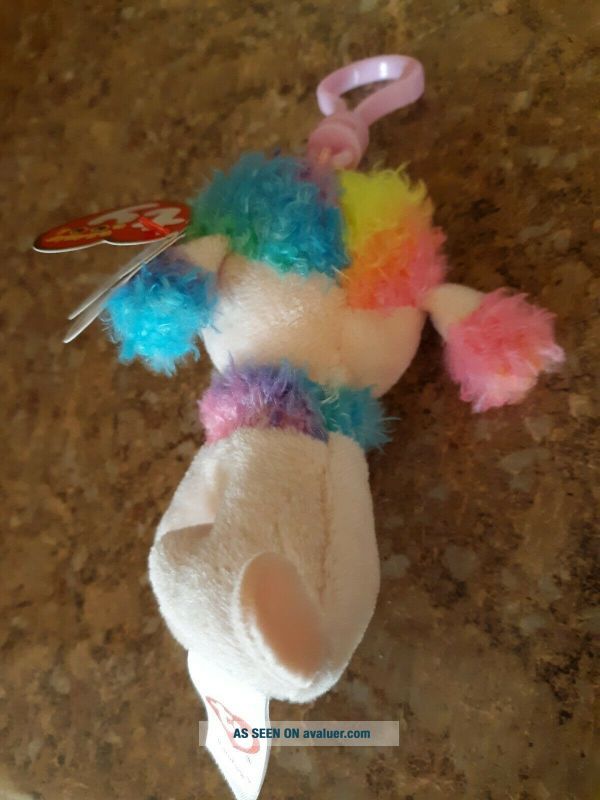 TY Beanie Boos 3 " RAINBOW Poodle Dog Key Chain Clip Stuffed Animal ...