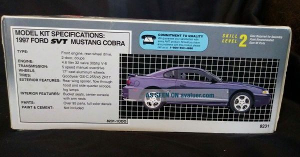 1997 Mustang SVT Cobra 1/25 AMT ERTL Plastic Model Kit Open Box Bags ...