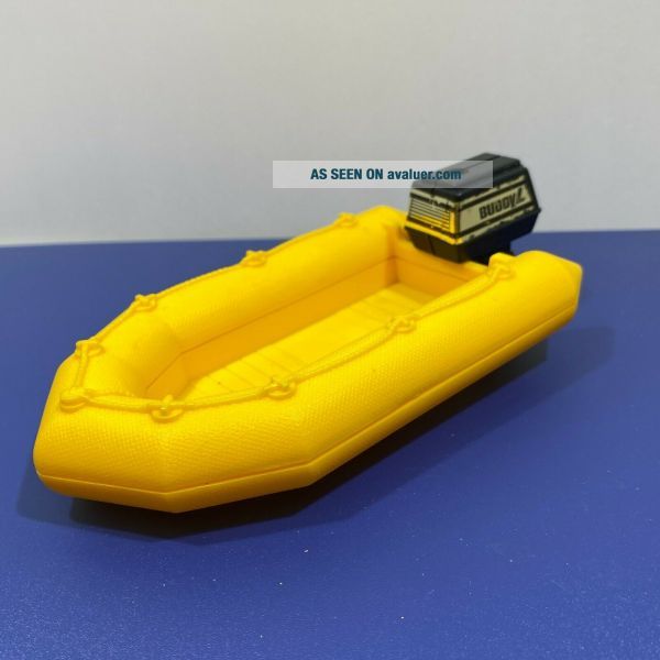 Vtg Yellow Plastic Buddy L 5 1/2 Inch Dinghy Life Boat Outboard Motor ...