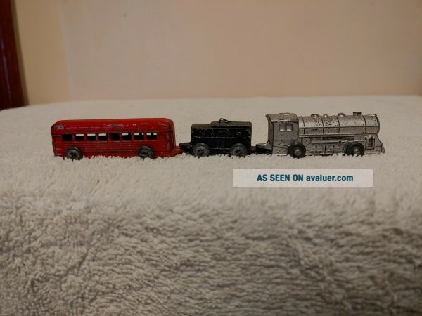 BARCLAY 335 DIECAST METAL TOY TRAIN ENGINE COAL CAR & PASSENGER CAR SET ...