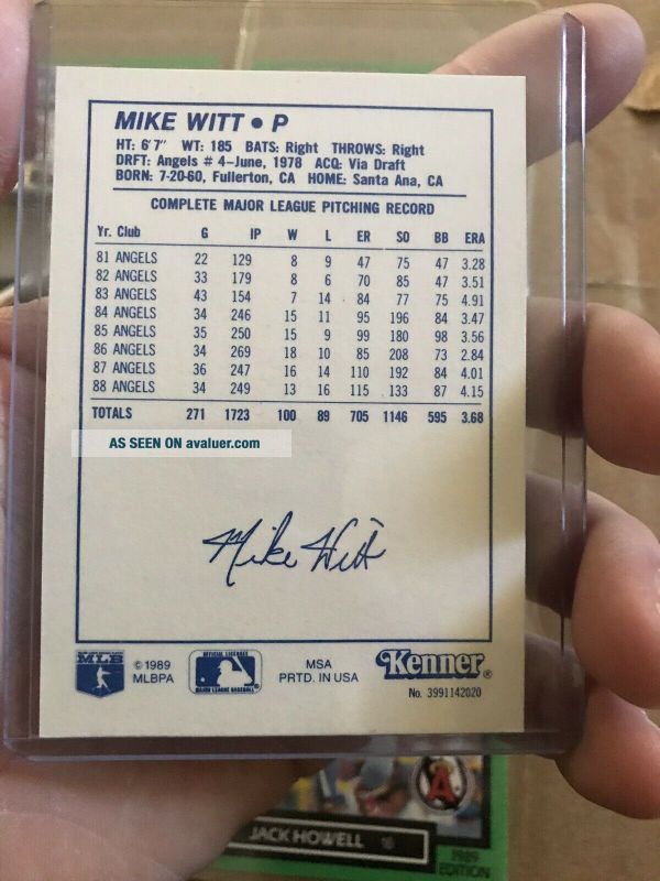 1989 STARTING LINEUP Slu JOHNNY RAY CALIFORNIA ANGELS Chili Davis Witt ...