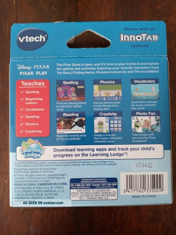 Vtech Innotab Disney Pixar Play Language Arts Learning Tablet Game ...