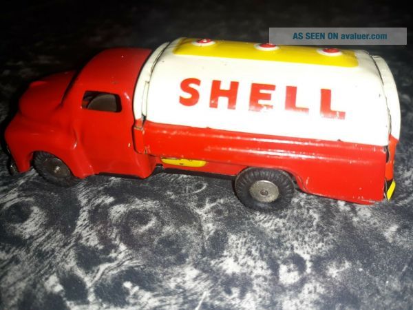 A, Vintage 1950s Tin Litho Shell Oil Friction Tank Tanker Toy Truck ...