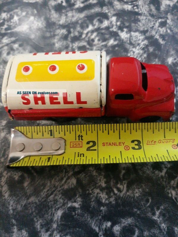 A, Vintage 1950s Tin Litho Shell Oil Friction Tank Tanker Toy Truck ...