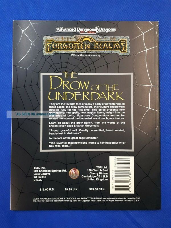 Adv Dungeons And Dragons 2nd Ed: Forgotten Realms The Drow Of The ...