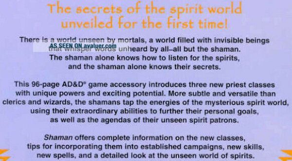 SHAMAN EXC, 9507 D&D TSR Class Accessory Spell Caster Book Dungeons ...