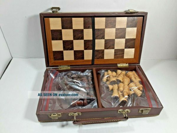 Sport Design Wooden Chess Set In Travel Wood Box Covered In Vinyl ...
