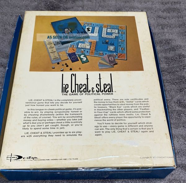 Lie Cheat And Steal Vintage 1971 Board Game Of Political Power Dynamics ...