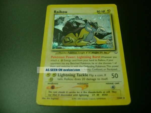 Pokemon Card Raikou 13/64 Neo Revelation Set HOLO RARE WOTC Played ...