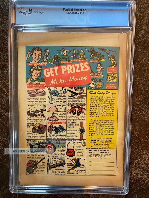 EC Vault Of Horror 29 CGC 3. 5 Pre - Code Horror Johnny Craig Cover ...