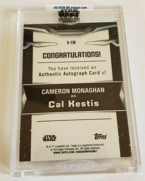 2021 Topps Star Wars Signature Series Cameron Monaghan As Cal Kestis ...