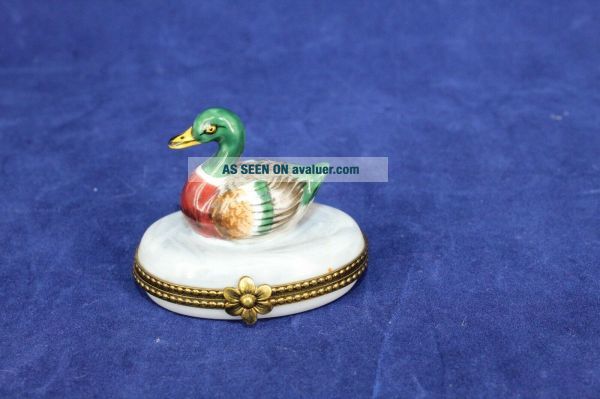 VINTAGE SIGNED TIFFANY LIMOGES FRANCE HAND PAINTED DUCK TRINKET BOX ...