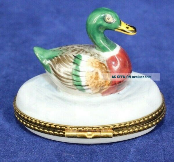 VINTAGE SIGNED TIFFANY LIMOGES FRANCE HAND PAINTED DUCK TRINKET BOX ...