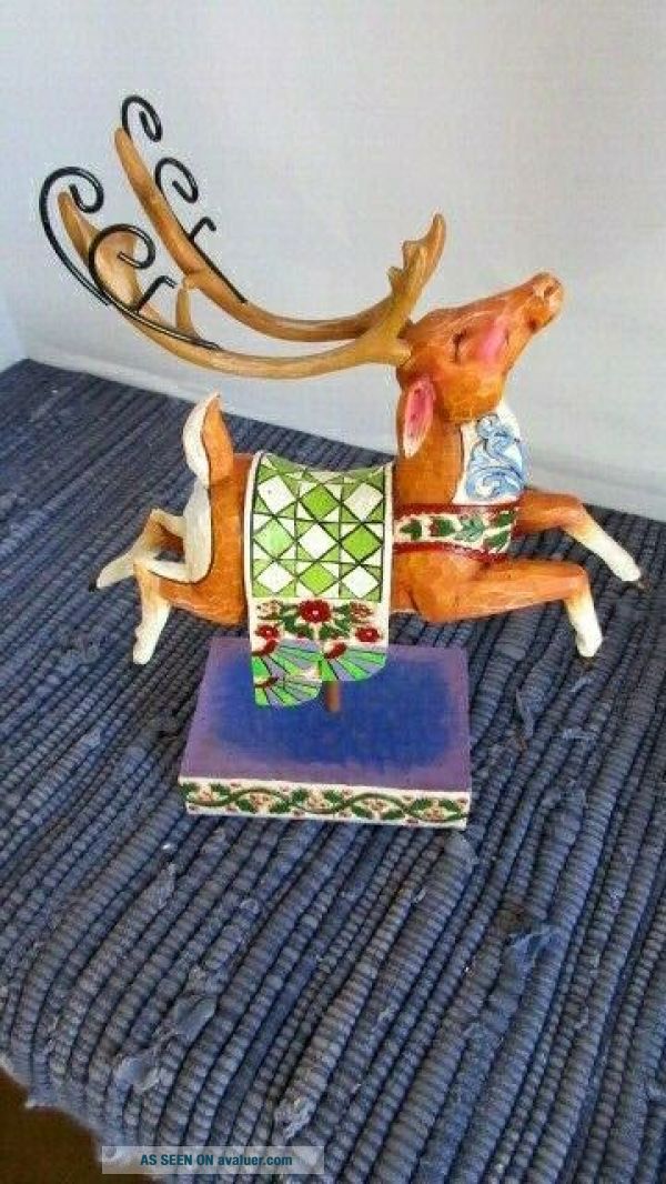 Jim Shore Figurine “Dash Away " Reindeer Green Blanket Heartwood Creek ...