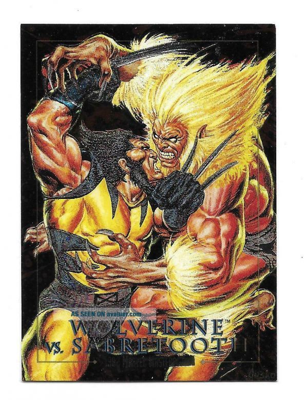 1992 SkyBox Marvel Masterpieces Spectra Etch Wolverine Vs Sabretooth ...