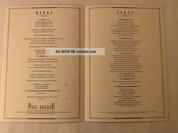 Special Paul Bocuse Menu Signed By Chef Paul Bocuse | #42221548