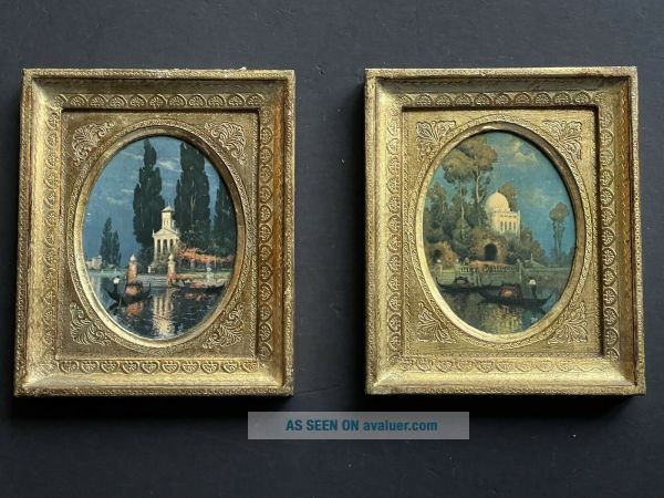 Vintage Framed GOLD ITALY Antique Frames Wall ITALIAN Scenery Scenes ...