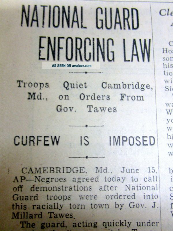 2 1963 Newspapers CAMBRIDGE NEGR0 RIOTS In Maryland SUPPRESSED BY ...