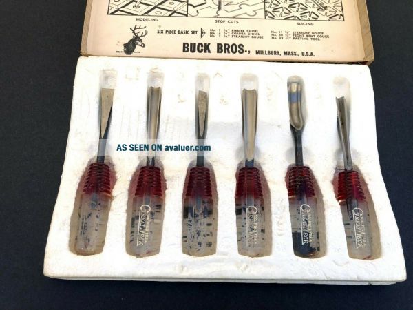 Vintage Buck Bros Wood Carving Tools Chisel Gouge Set W Box Made In USA ...