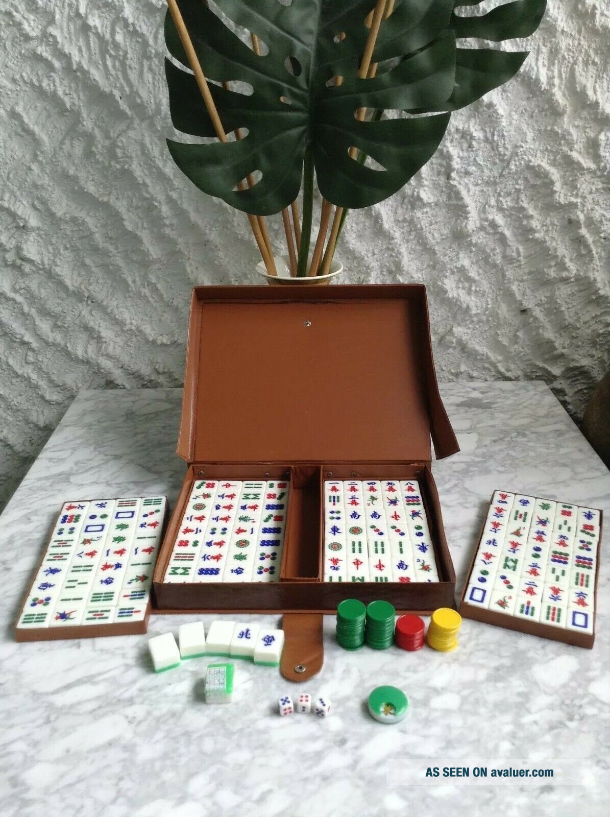Chinese Mahjong Set 144 Tiles Mah Jong Rare Game Travel Case | #51566167