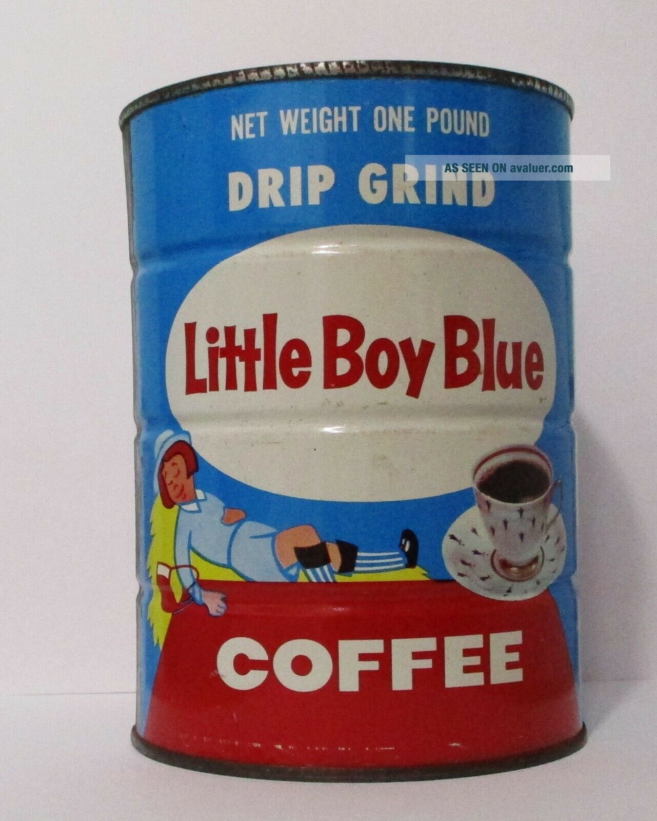 RARE Vintage Little Boy Blue 1 Pound Coffee Tin Can Advertising Display ...