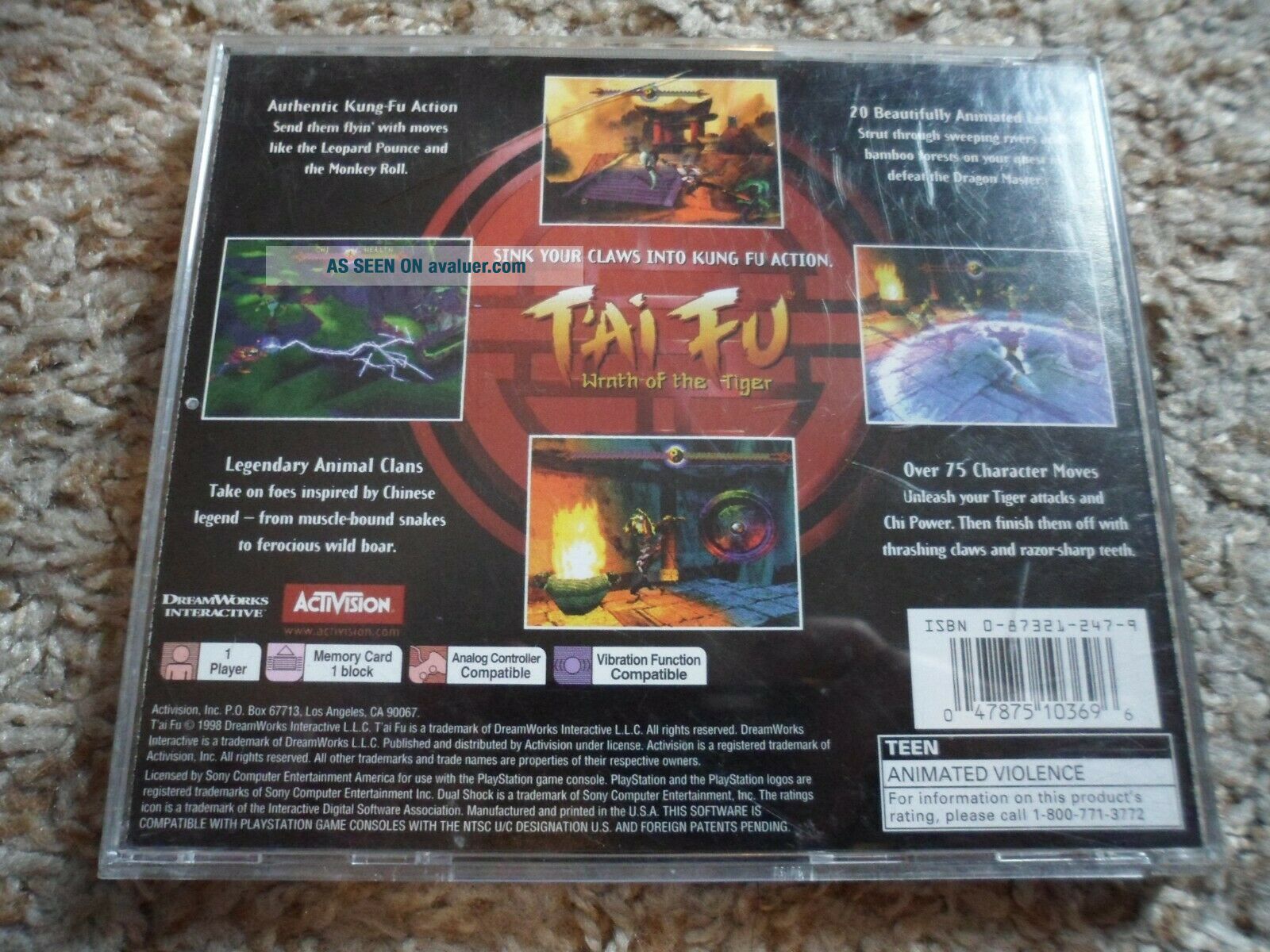 Tai Fu: Wrath Of The Tiger PlayStation 1, 1999 PS1 CIB COMPLETE RARE ...