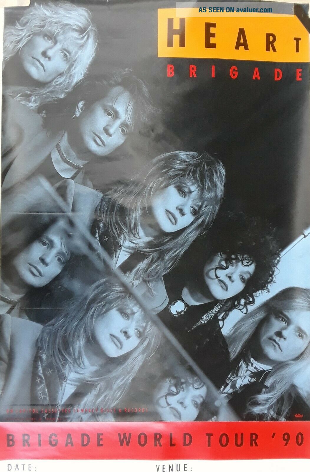 RARE HEART BRIGADE 1990 VINTAGE WORLD TOUR CONCERT PROMO POSTER | #51709966