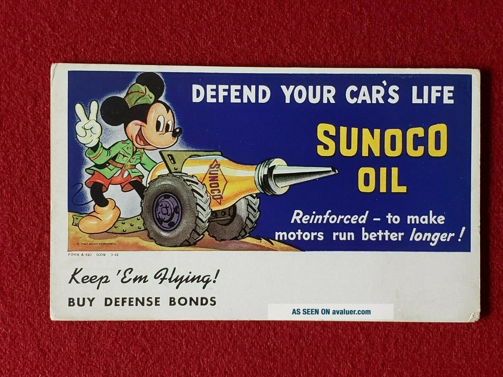 DISNEY EXTREMELY RARE SUNOCO OIL MICKEY MOUSE WORLD WAR II ERA INK WELL ...