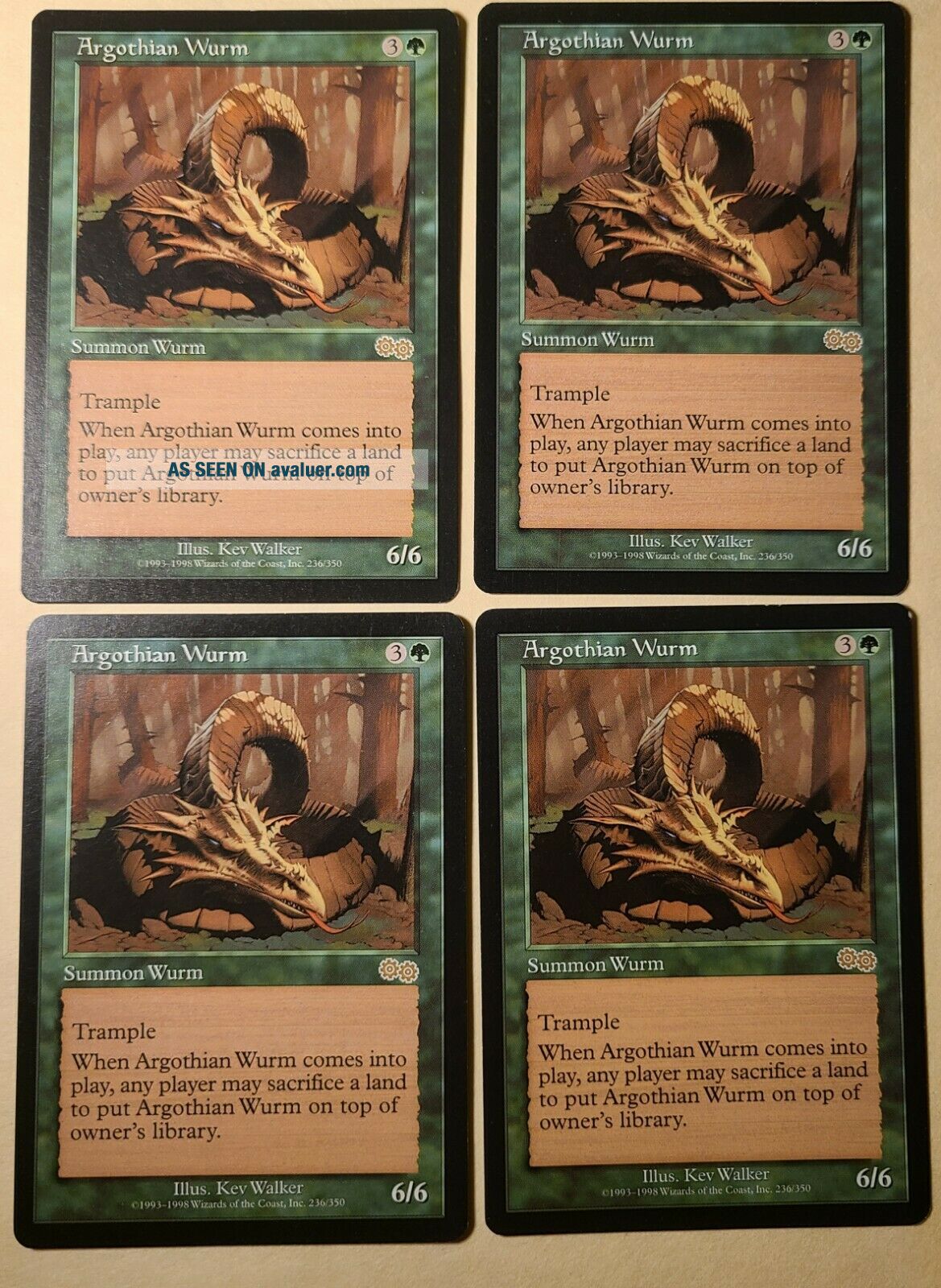 4x Argothian Wurm (Worm) Urza ' S Saga MTG Magic The Gathering X4 ...