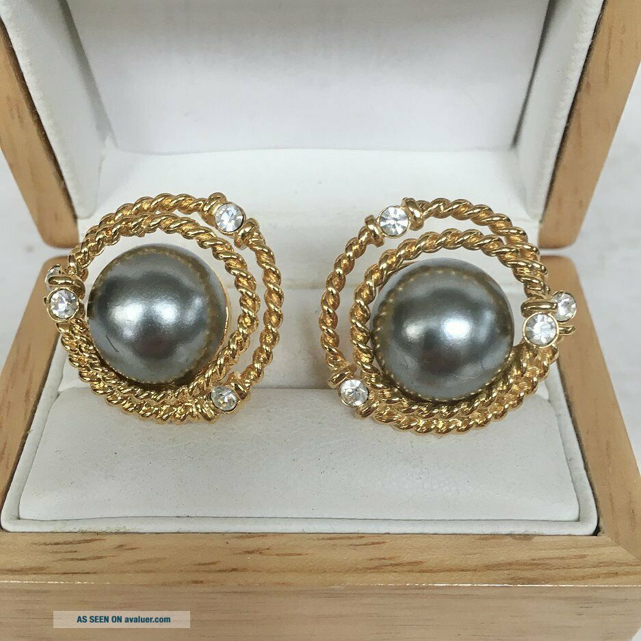 NOLAN MILLER GRAY MOBE PEARL EARRINGS Circa 1980 ' S Rare Find | #51759277