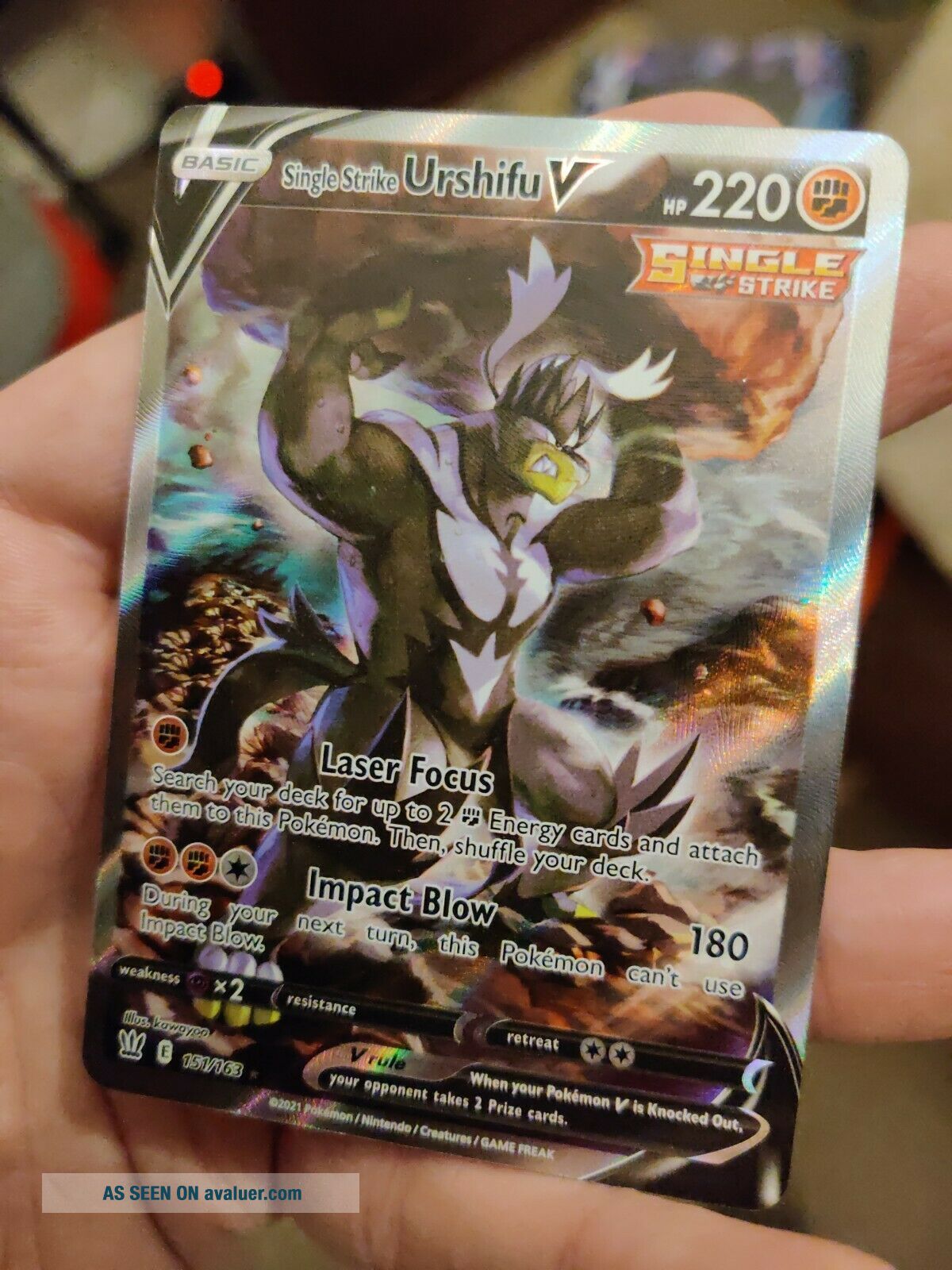 Pokemon Card Single Strike Urshifu V 151/163 Full Art RARE Battle ...
