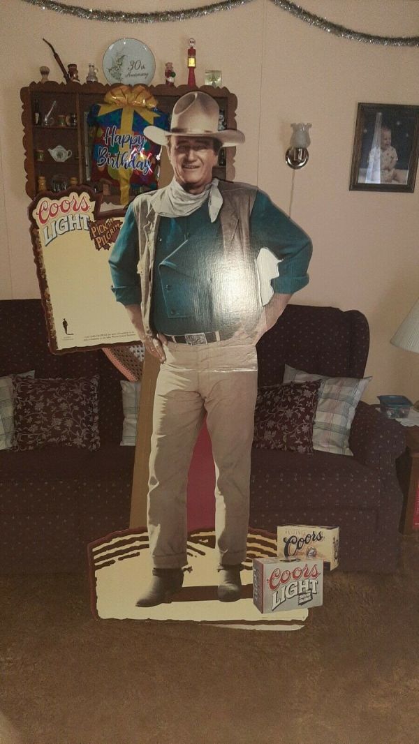 VINTAGE COORS LIGHT STORE DISPLAY JOHN WAYNE LIFE SIZE STANDEE 72 ...