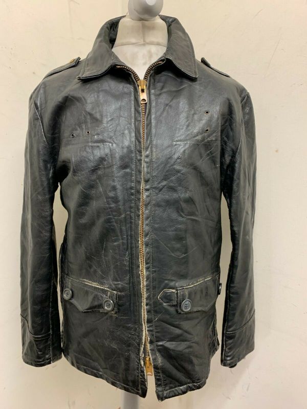 VINTAGE 60 ' S USA DISTRESSED LEATHER POLICE MOTORCYCLE JACKET SIZE L ...