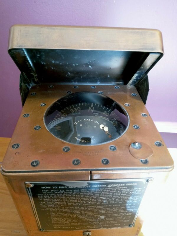 Vintage US Coast Guard WWII John E Hand & Sons Ships Compass | #51963815