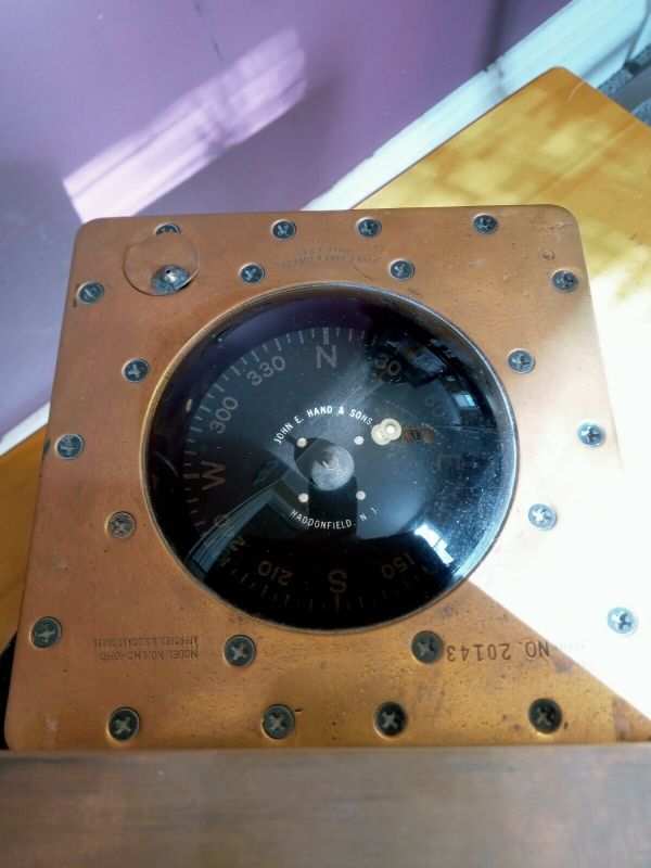 Vintage US Coast Guard WWII John E Hand & Sons Ships Compass | #51963815